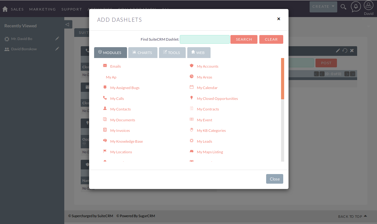 Dashlet Roles | SuiteCRM Module